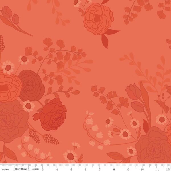 3 Yard by 108" Precut First Blooms Coral - Bold Notion Quilting